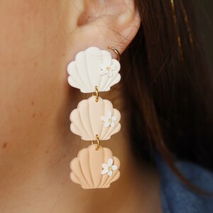 3 Seashell Polymer Clay Earrings - Etsy