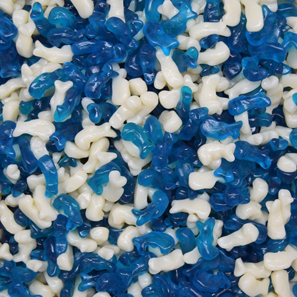 Baby Dolphins Blue White Jelly Retro Sweets Candy Party Bags or Wedding ...