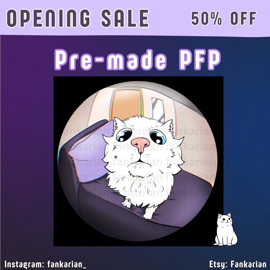 Pre-made PFP Ready-to-use PFP Instant Download Cat Pfp Twitch Icon ...
