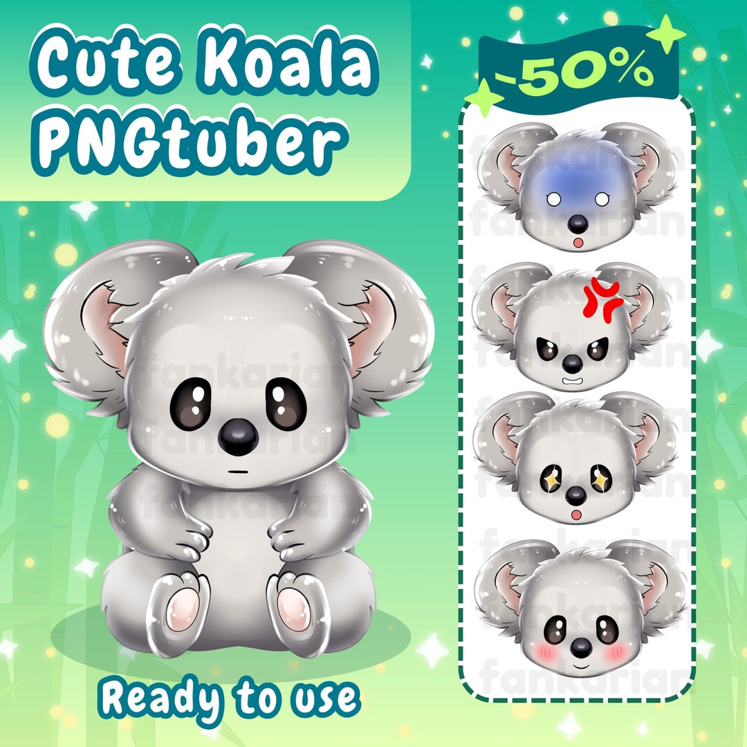 Cute Koala Pngtuber Kawaii Ready for Twitch Streamlabs vtuber Avatar ...