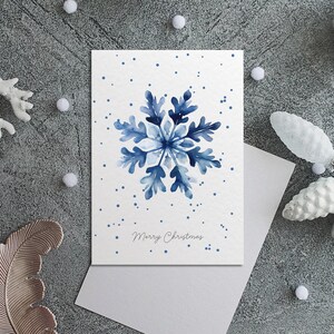 5x Christmas Watercolour Cards, Snowflake Winter Holidays Card Set - Etsy