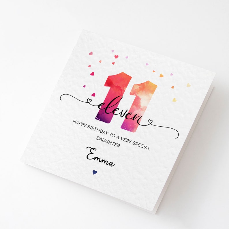 Personalised 11th Birthday Card Girl Eleventh Birthday - Etsy UK