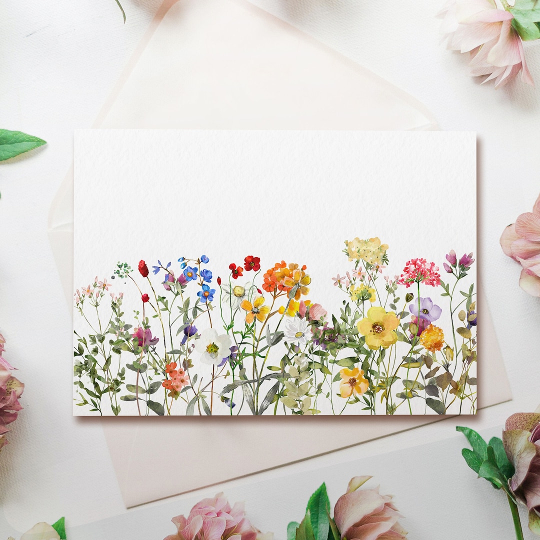 10x Wildflower Notelets, Pack of 10 Watercolour Any Occasion Cards ...
