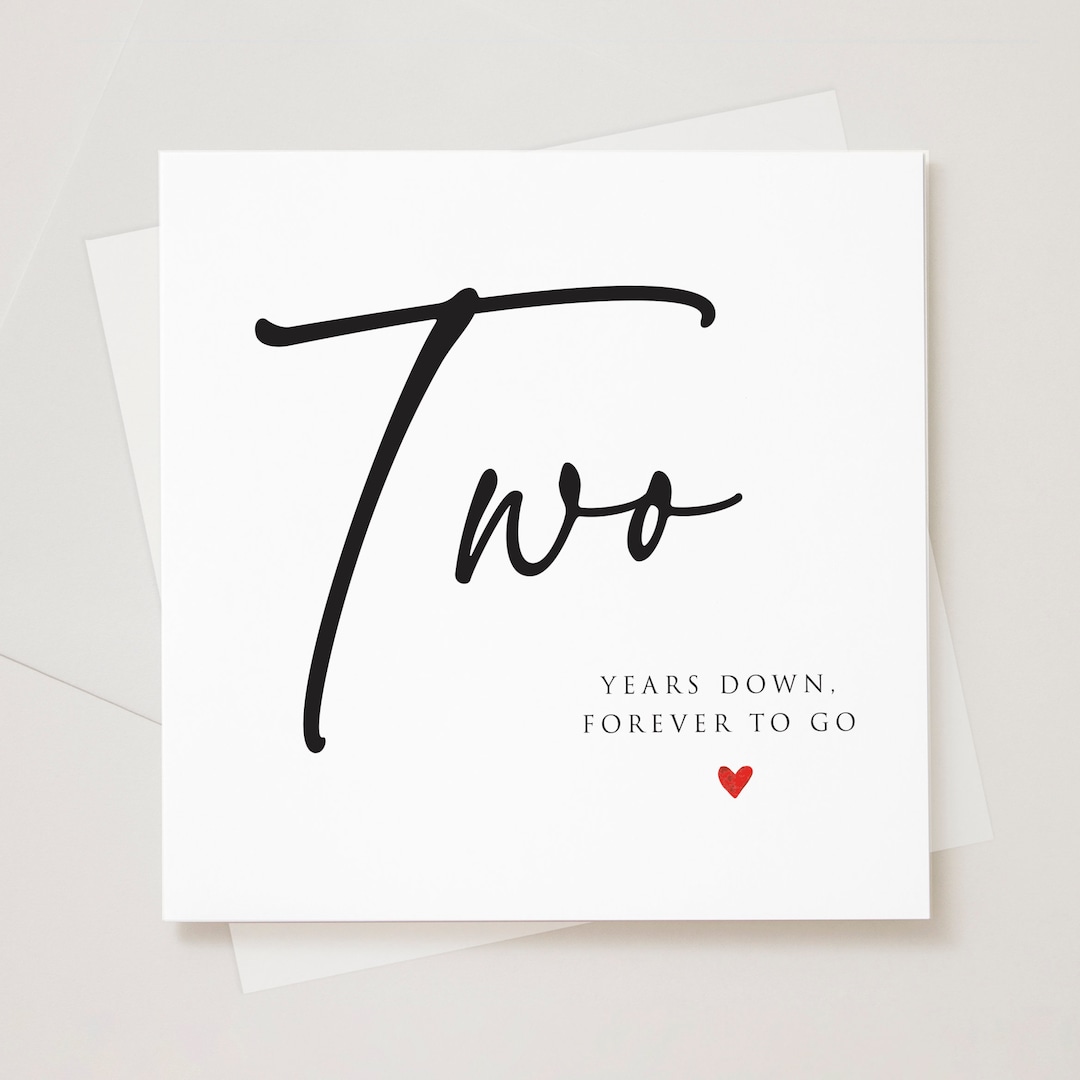 2 Years Down, 2nd Anniversary Card, Two Years Anniversary Card, 2 Years ...