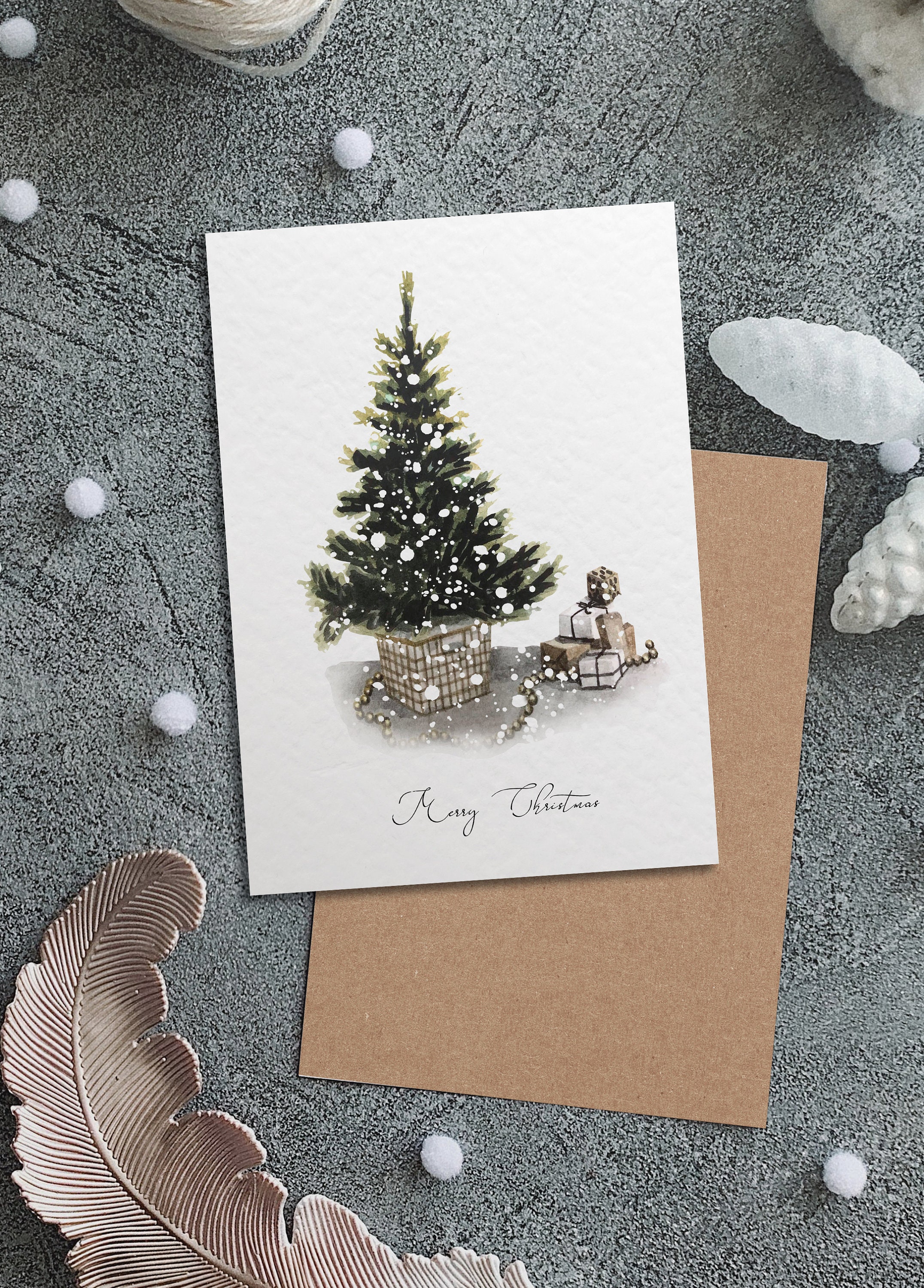 5x Christmas Watercolour Cards Winter Holidays Card Set - Etsy