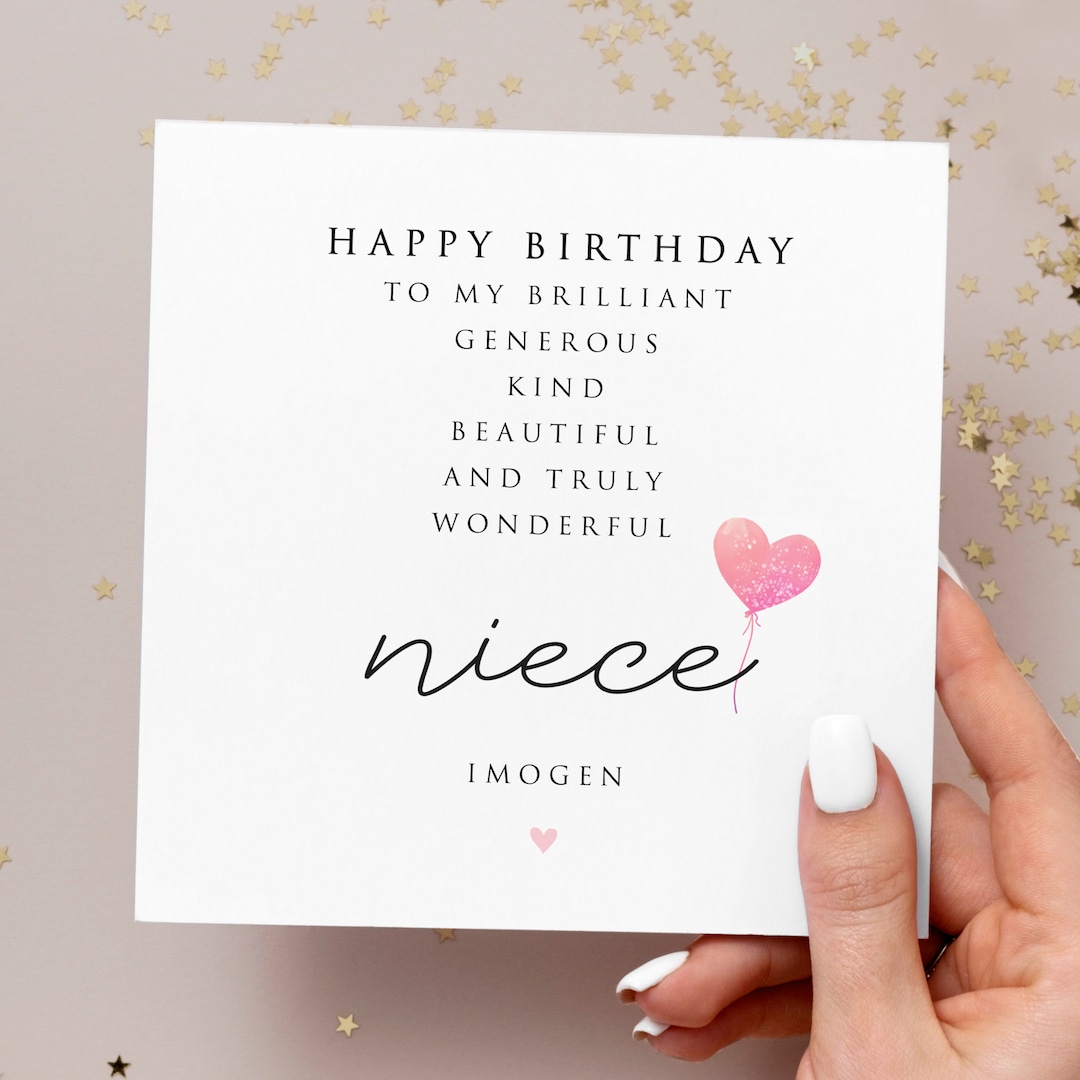Personalised Niece Birthday Card, Special Niece Birthday Gift ...
