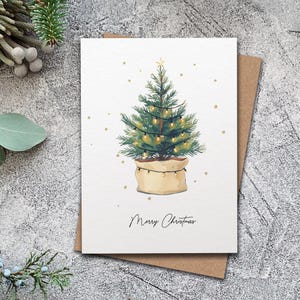 5x Christmas Watercolour Cards, Winter Holidays Card Set, Minimalistic ...