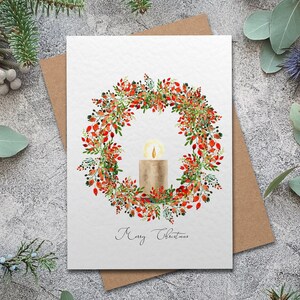5x Christmas Watercolour Cards, Winter Holidays Card Set, Christmas ...