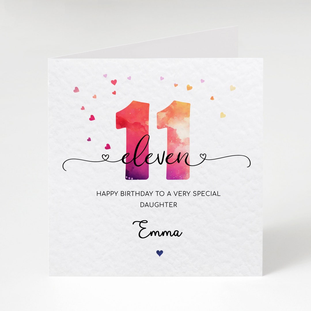 Personalised 11th Birthday Card Girl Eleventh Birthday - Etsy UK