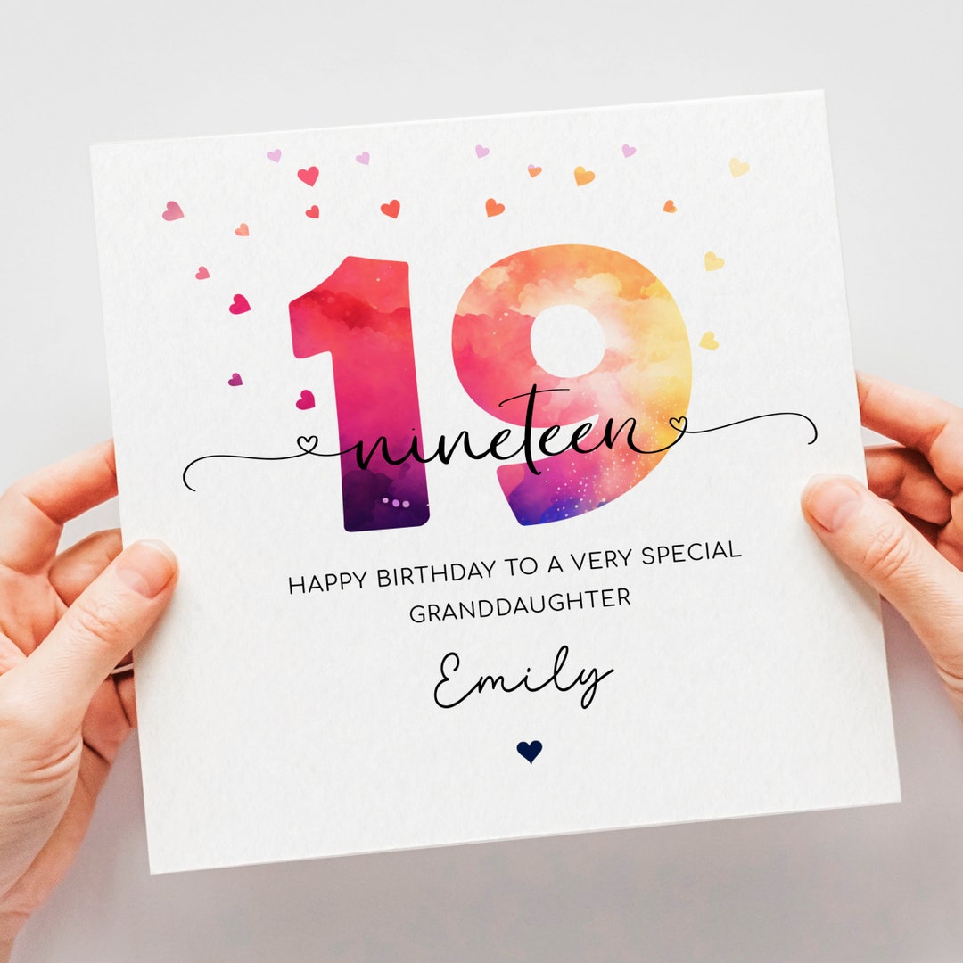 Personalised 19th Birthday Card, Teenage Girl Nineteenth Birthday ...
