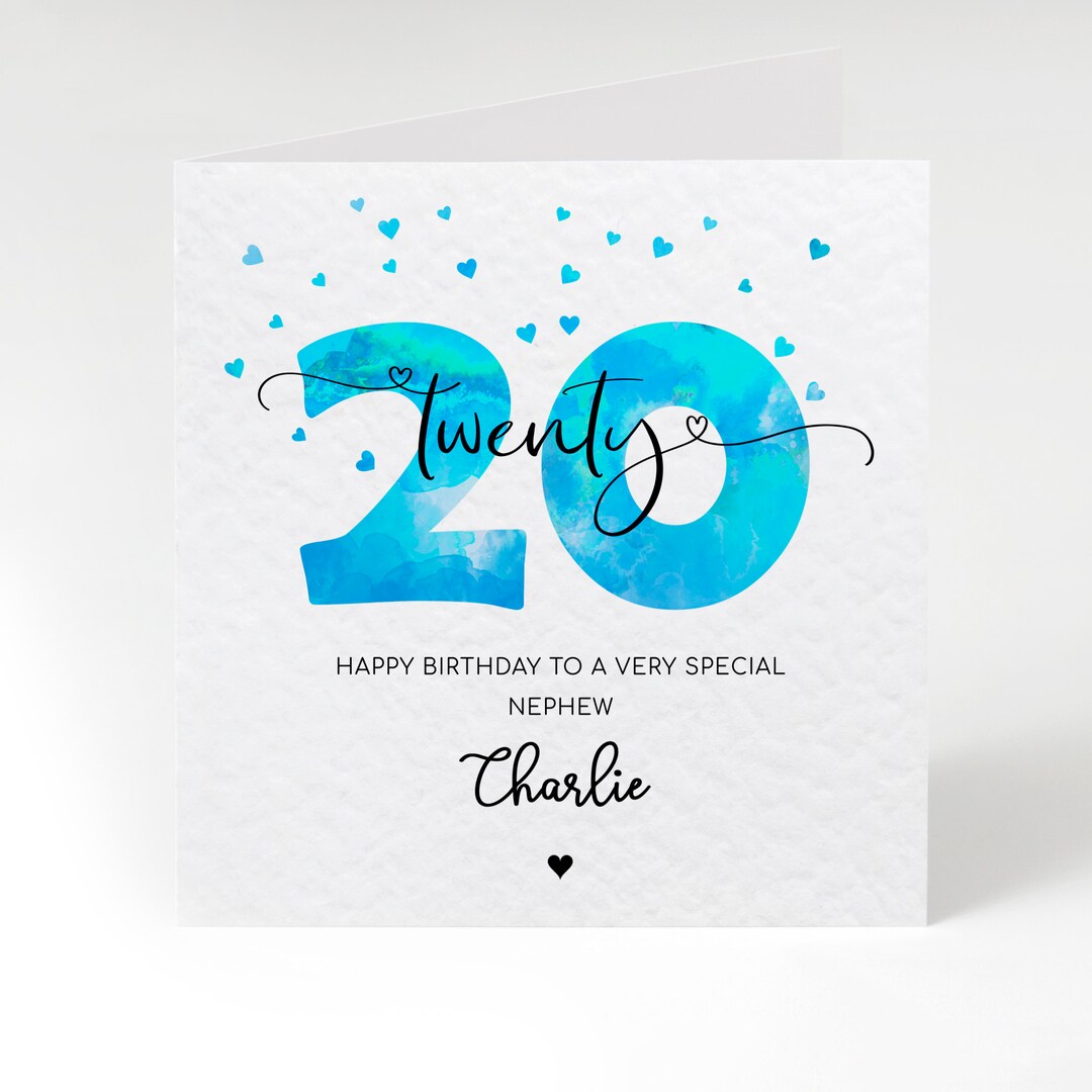 Personalised 20th Birthday Blue Card Twentieth Birthday Card - Etsy