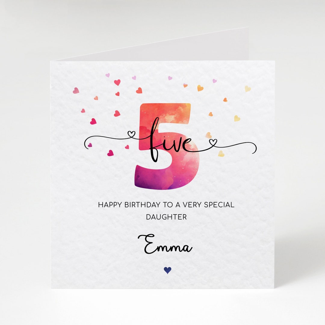 Personalised 5th Birthday Card Girl Fifth Birthday Happy - Etsy