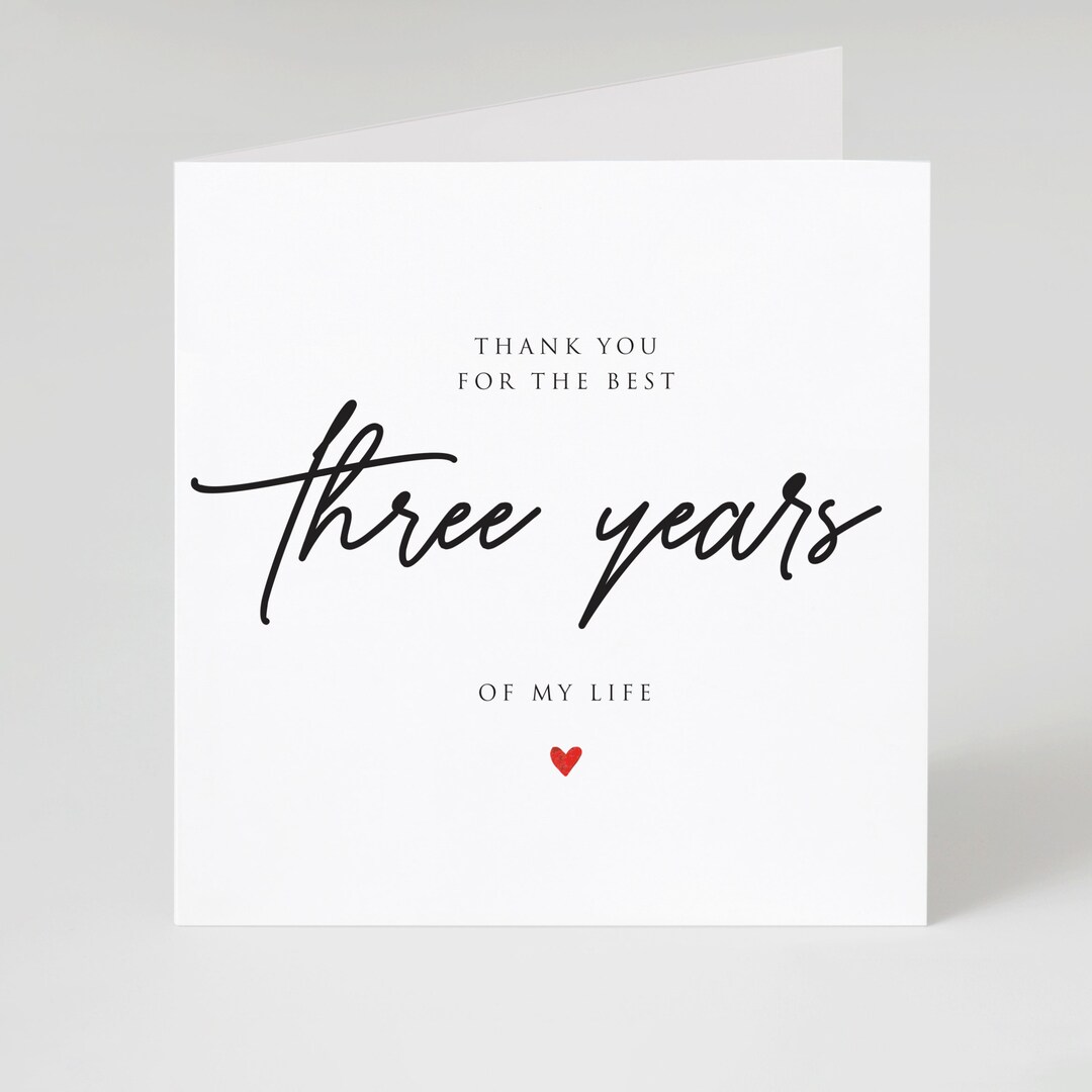 Best Three Years, 3rd Anniversary Card, Best Three Years Anniversary ...