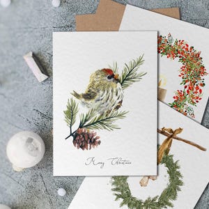 5x Christmas Watercolour Cards, Winter Holidays Card Set, Christmas ...