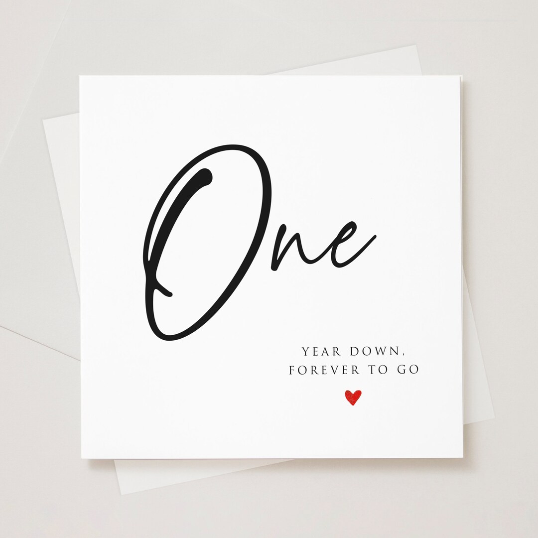 1st Anniversary Card: One Year Down, Forever to Go - Etsy UK