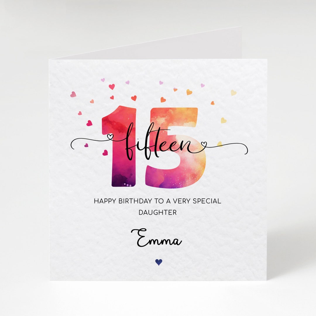 Personalised 15th Birthday Card Teenage Girl Fifteenth - Etsy UK
