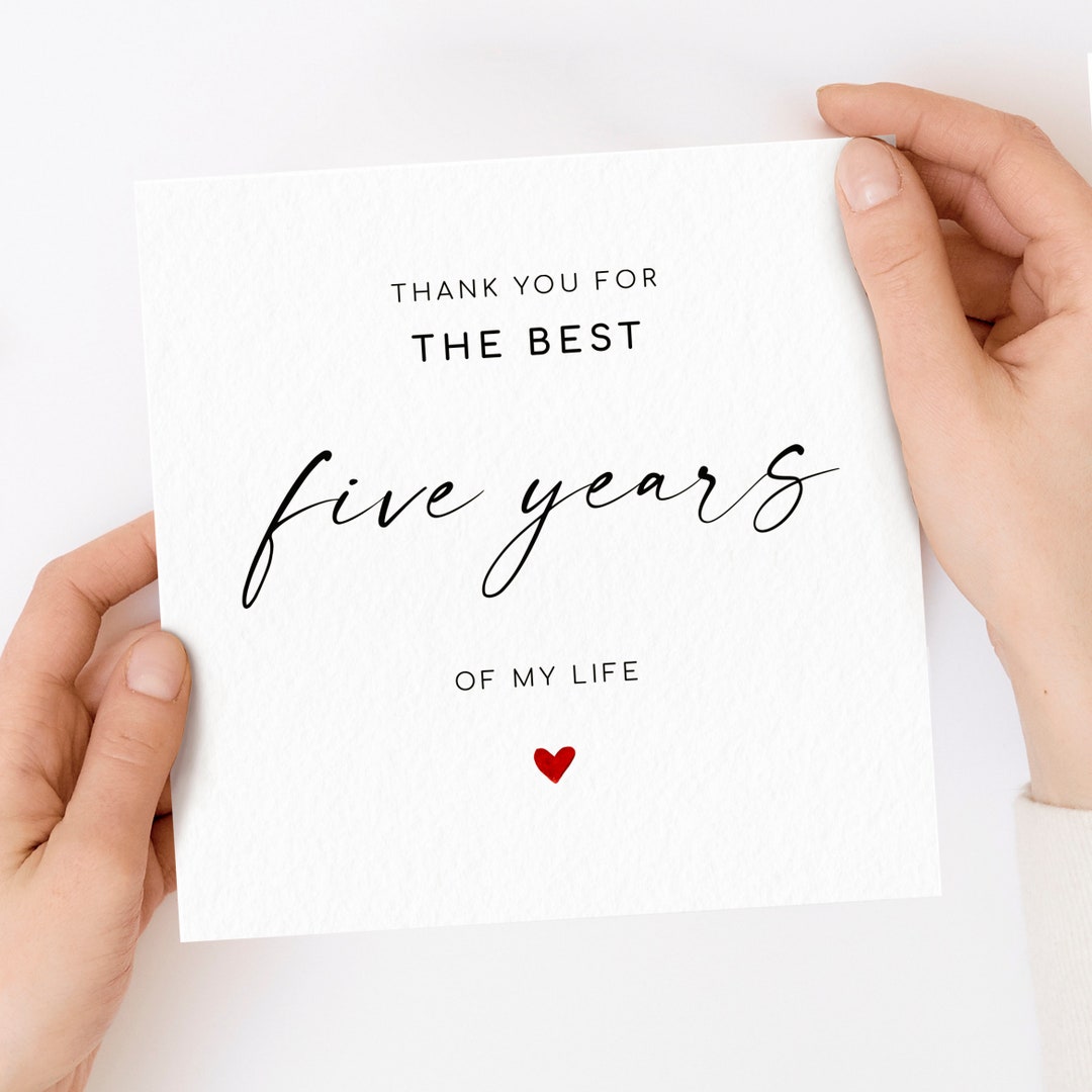 5th Anniversary Card: Personalized Five Year Milestone - Etsy