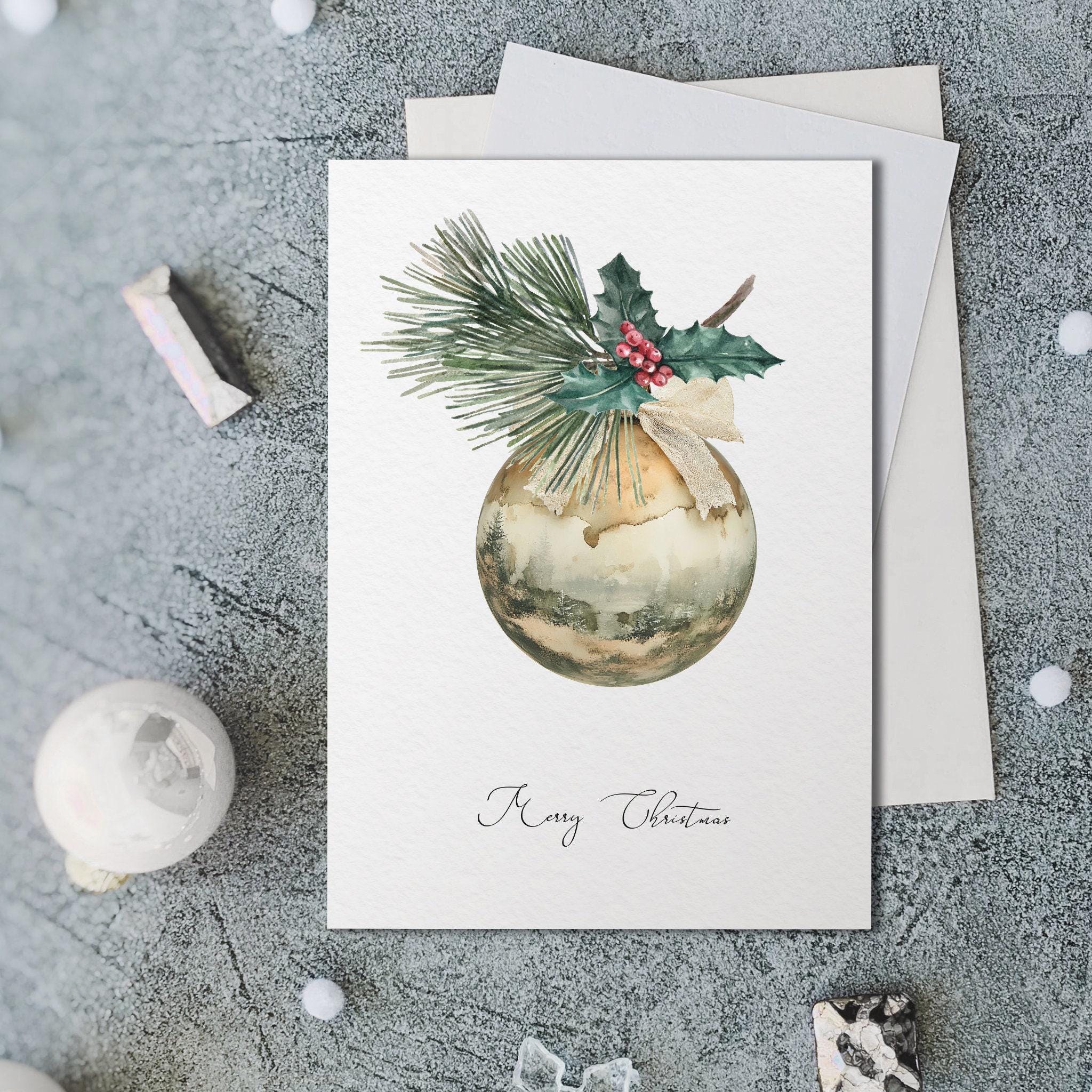 5x Christmas Watercolour Cards, Winter Holidays Card Set, Christmas ...