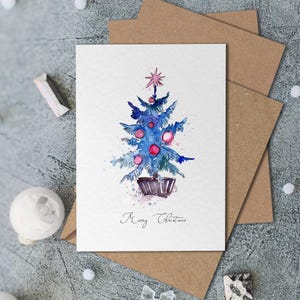 5x Christmas Watercolour Cards, Winter Holidays Card Set, Minimalistic ...