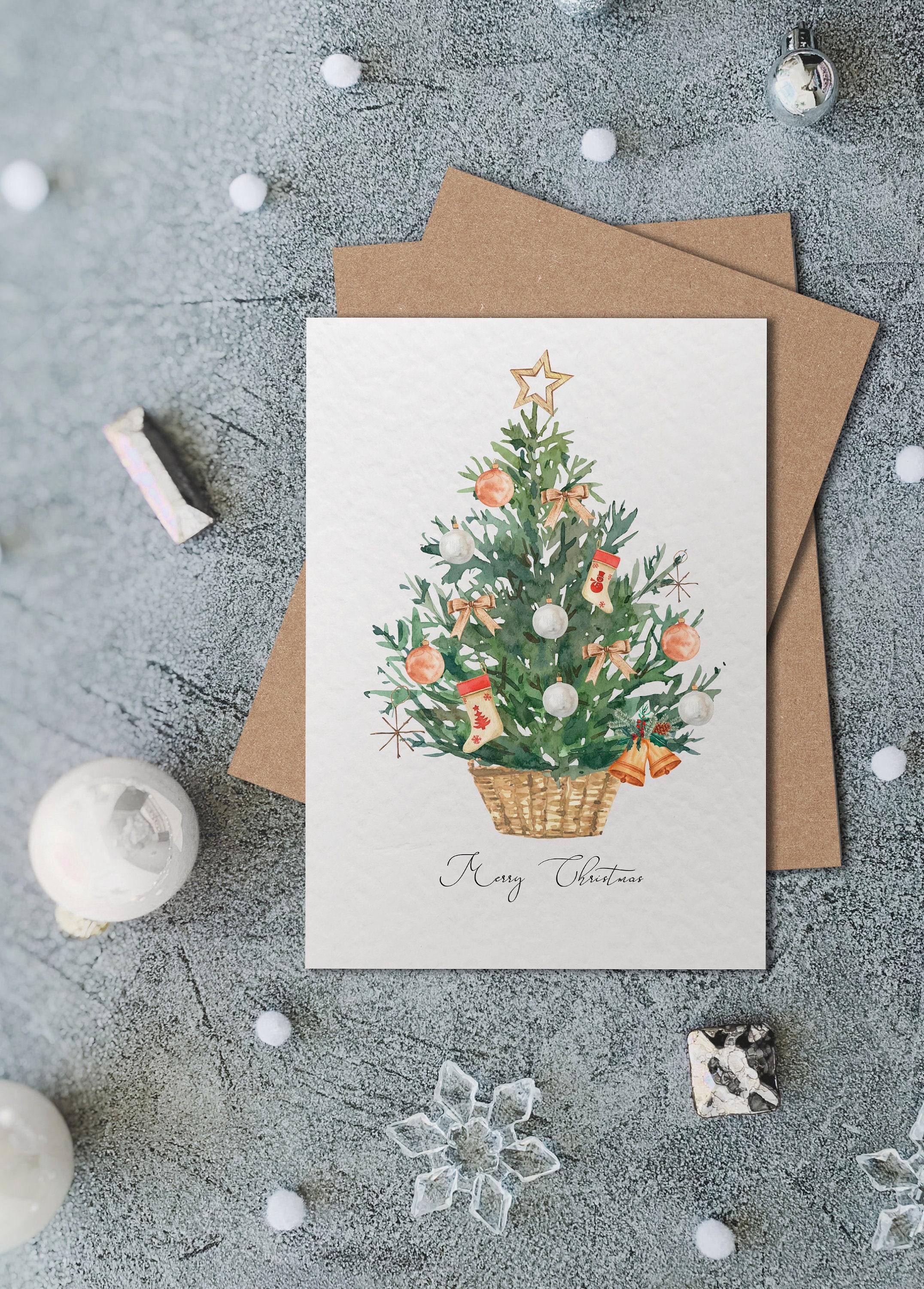 5x Christmas Watercolour Cards, Winter Holidays Card Set, Christmas ...