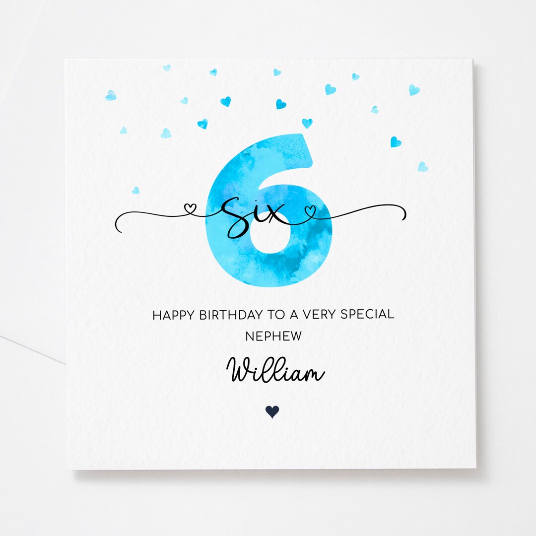 Personalised 6th Birthday Blue Card Boy Sixth Birthday Happy 6th ...