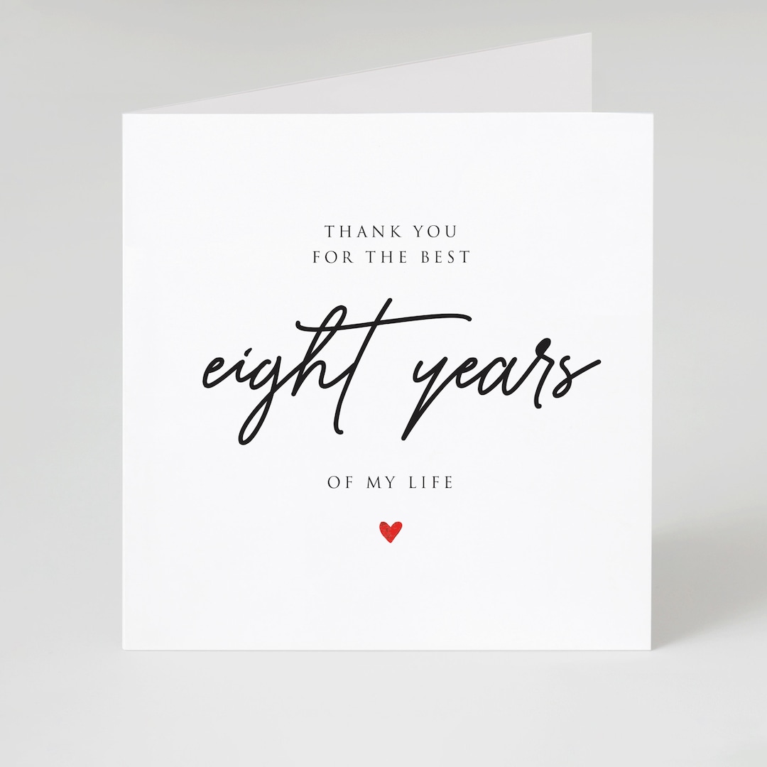 Best Eight Years, 8th Anniversary Card, Eight Years Anniversary Card, 8 ...