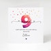 Personalised 9th Birthday Card, Girl Ninth Birthday, Colourful Red ...