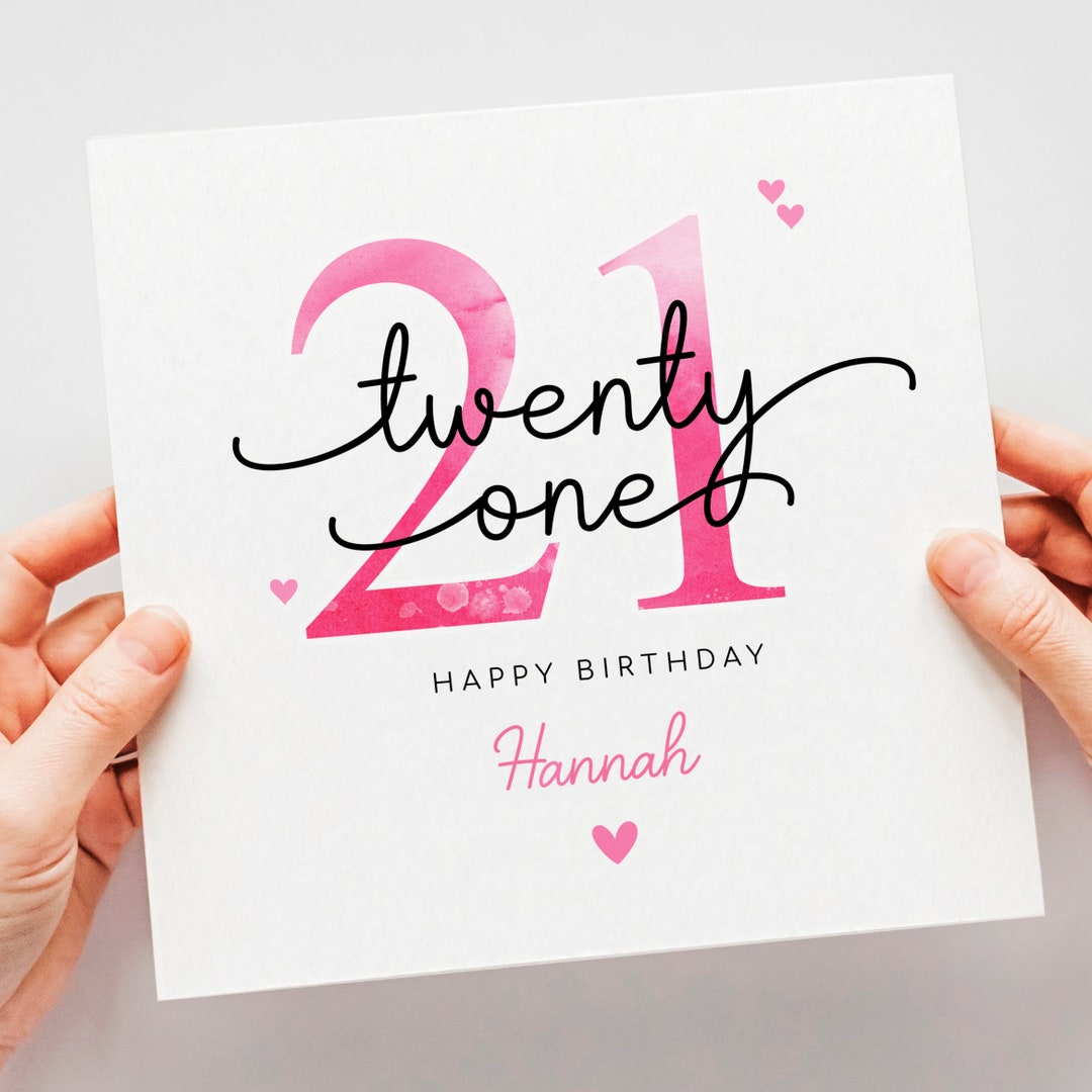Personalised 21st Birthday Card Twenty First Birthday Pink - Etsy