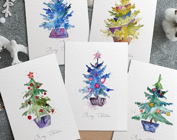 Hand Painted Christmas Card Variety Pack - Etsy