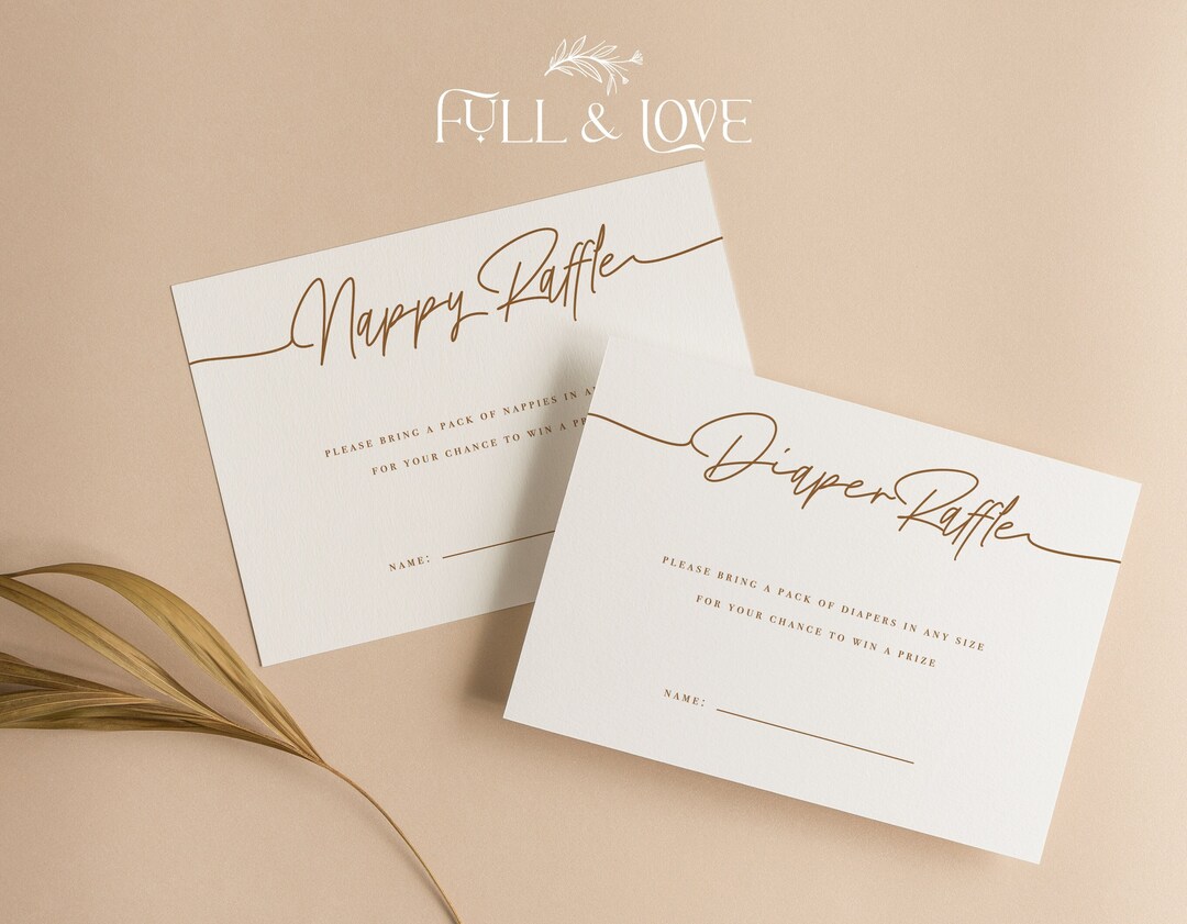 Diaper Raffle Cards | Nappy Raffle Cards | Baby Shower Raffle Game ...