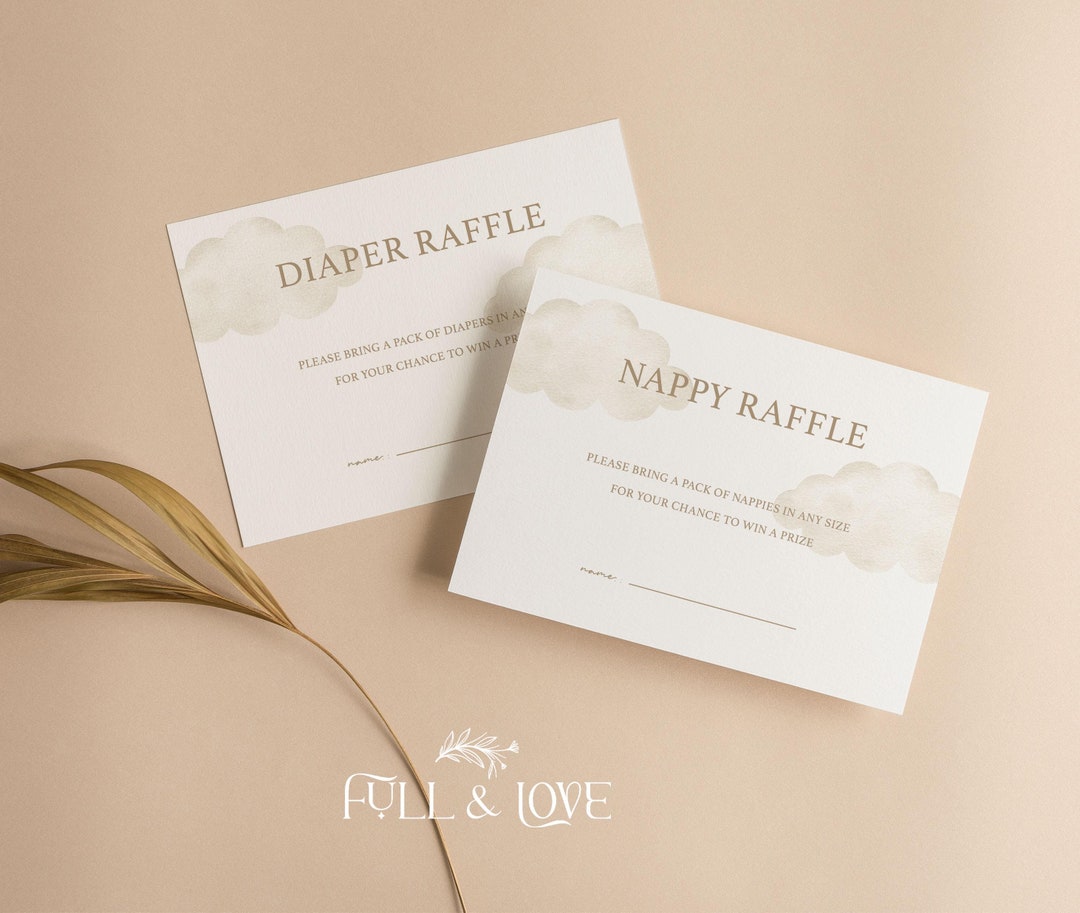 Diaper Raffle Cards | Nappy Raffle Cards | Baby Shower Raffle Game ...