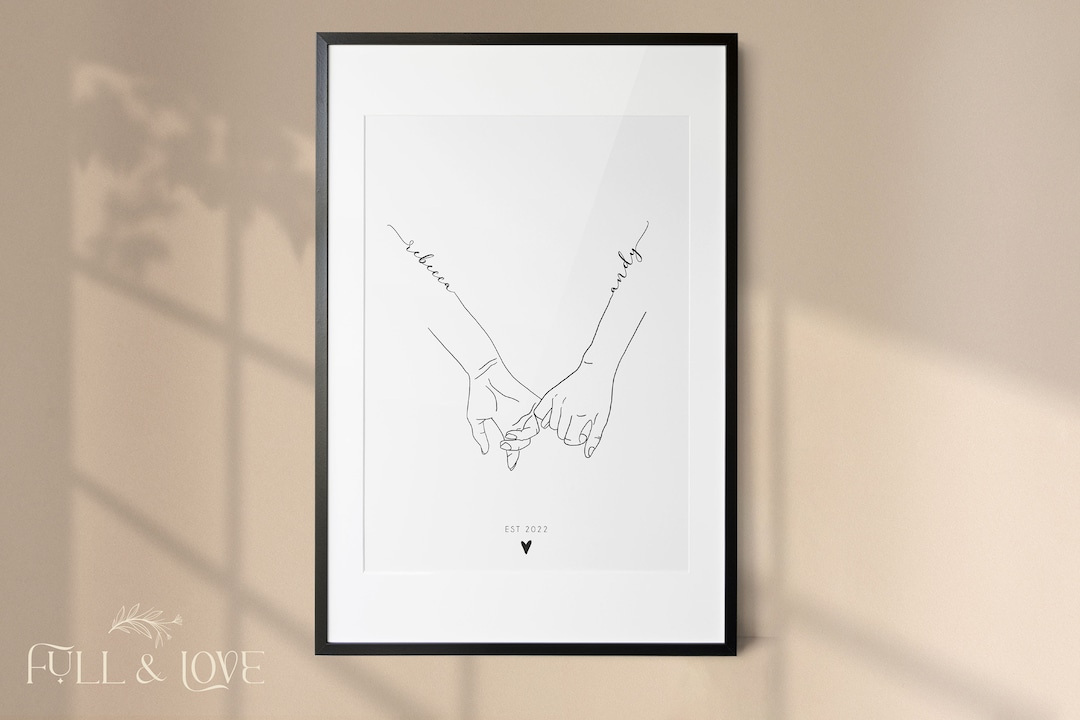 Personalised Pinky Promise Couples Print | Holding Hands | Best Friend ...
