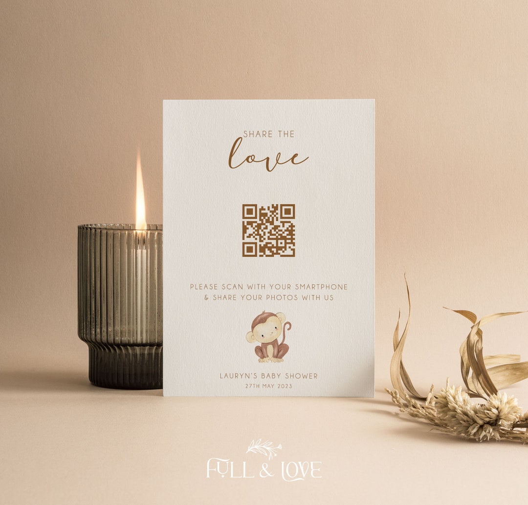 Personalised Baby Shower QR Code Sign | Guest Photos | Little Monkey ...
