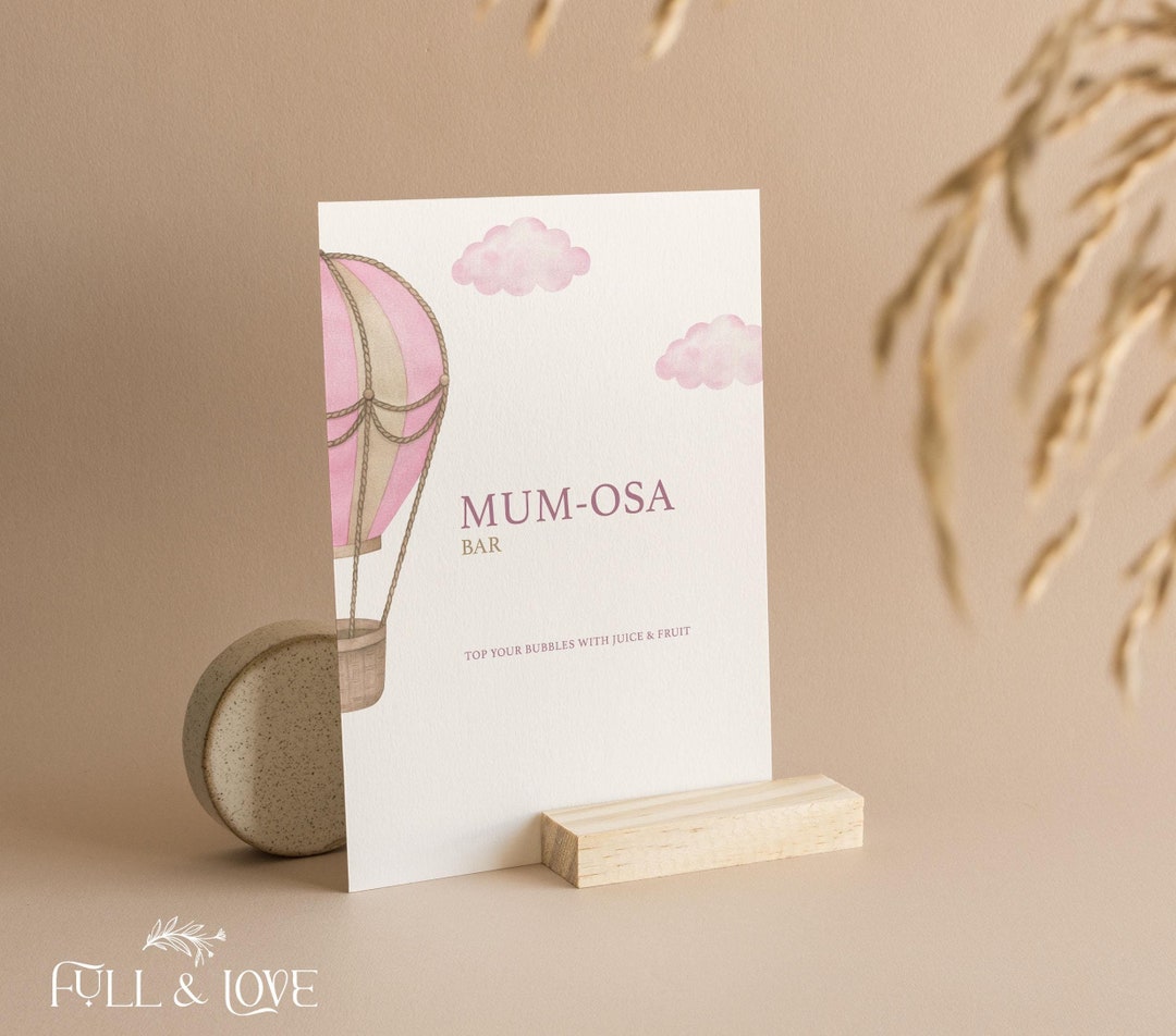 Mum-osa Baby Shower Bar Sign | Momosa | Mimosa | up up and Away Baby ...
