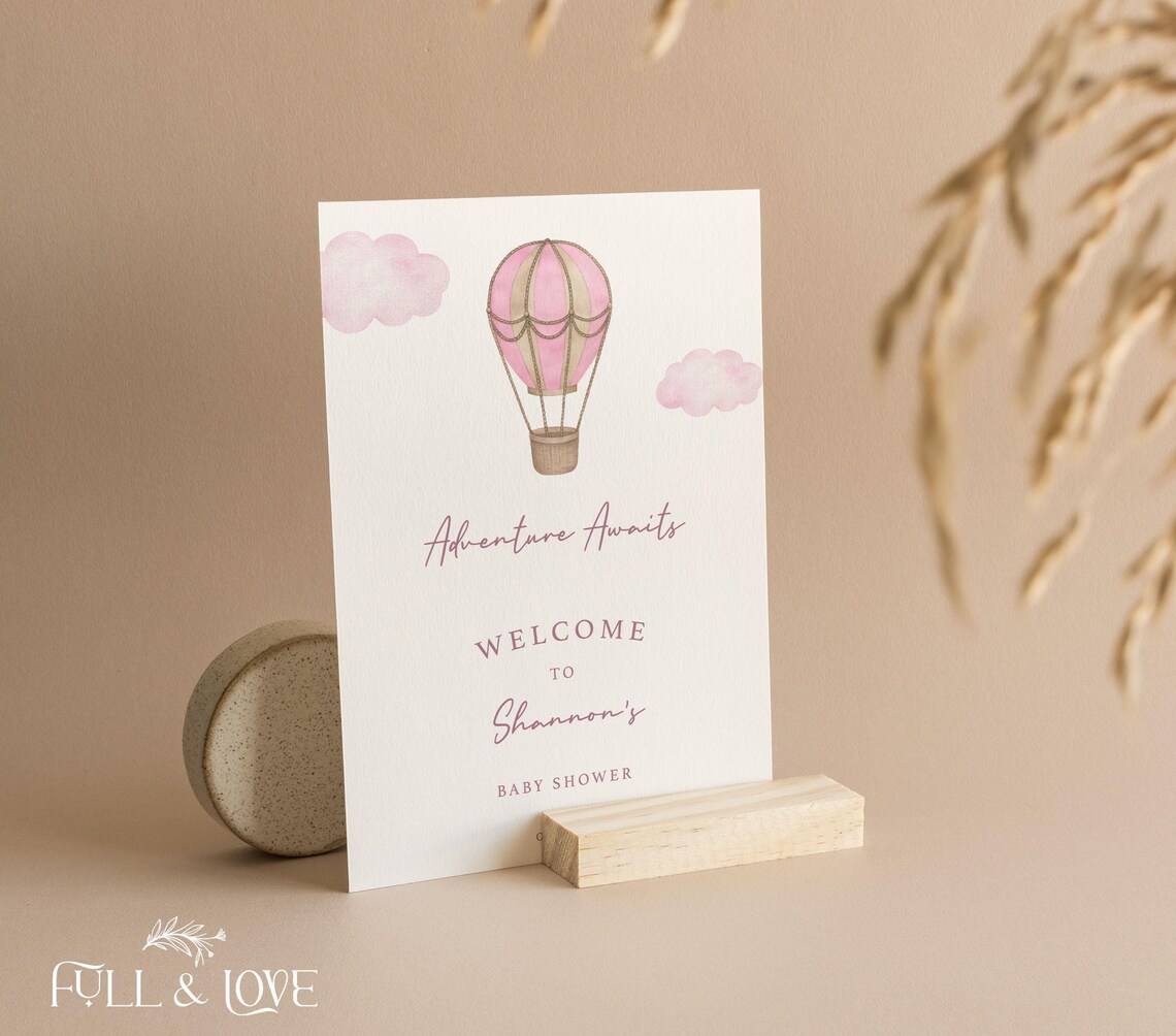 Personalised Baby Shower Welcome Sign | up up and Away | Hot Air ...
