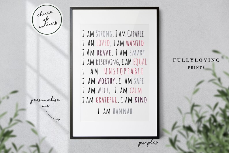 I am Strong Kids Positive Affirmation Print Self Love | Etsy