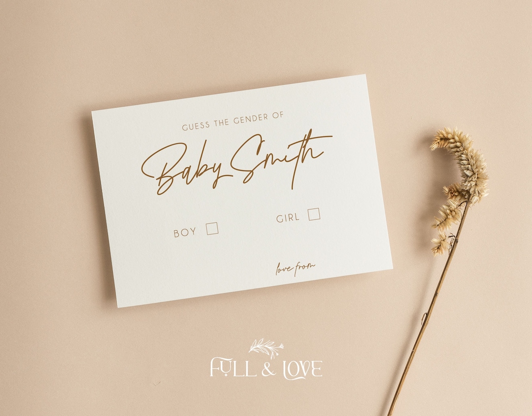 Personalised Guess the Gender Game Cards | Gender Reveal Party | Baby ...