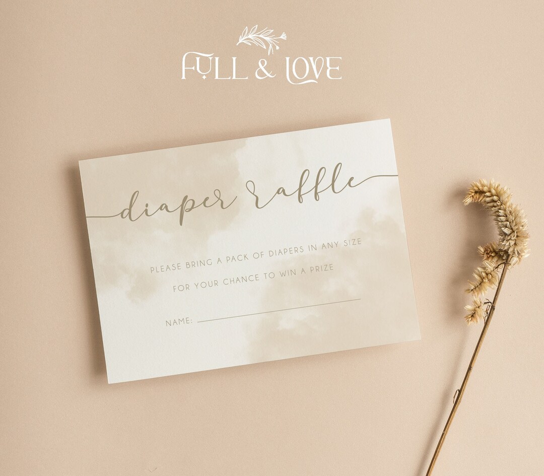 Diaper Raffle Cards | Nappy Raffle Cards | Baby Shower Raffle Game ...