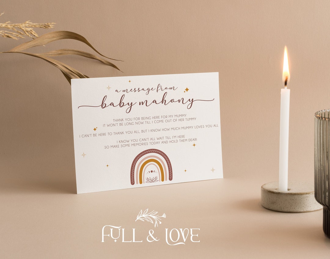 Personalized Message From Baby Card: Boho Rainbow Baby Shower Decor ...