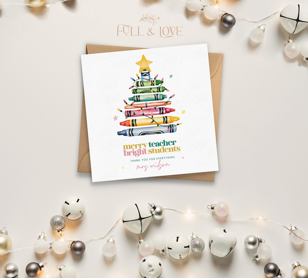 Personalised Teacher Christmas Card | Thank You School Teacher Card ...