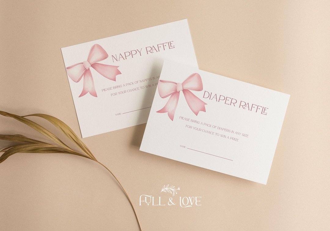 Diaper Raffle Cards | Nappy Raffle Cards | Baby Shower Raffle Game ...