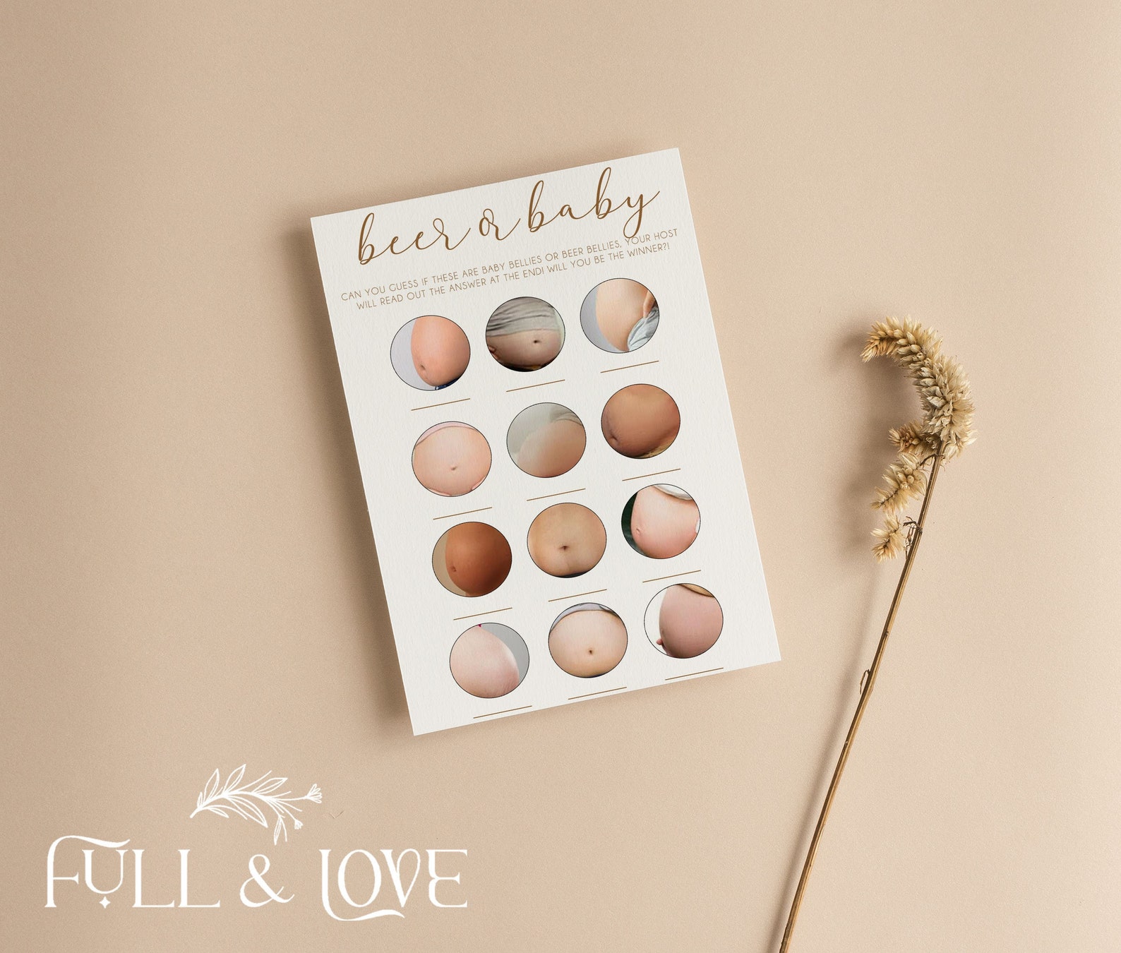 Beer Belly or Bump Baby Shower Game | Baby Shower Games | Teddy Bear ...