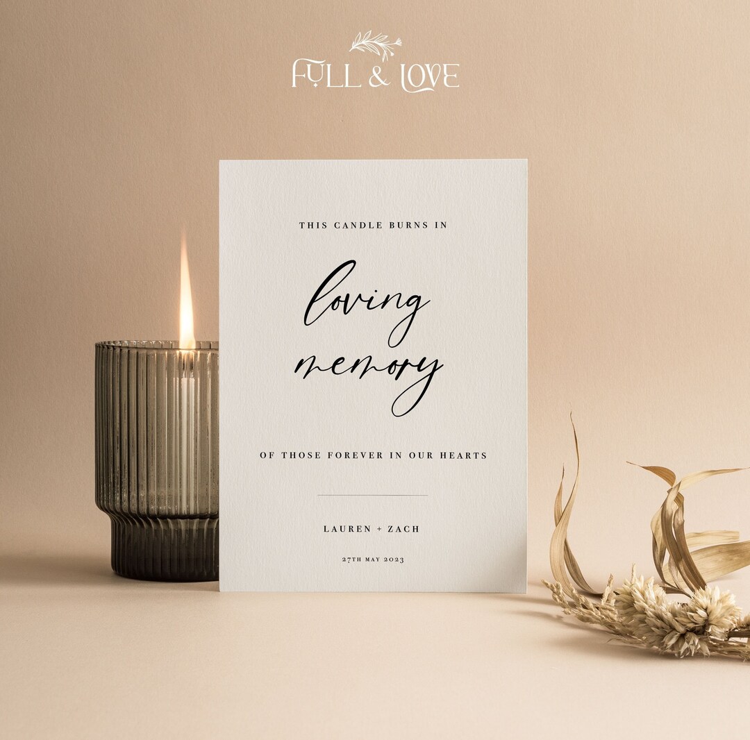 Personalised in Loving Memory Wedding Sign | Memory Candle Sign ...