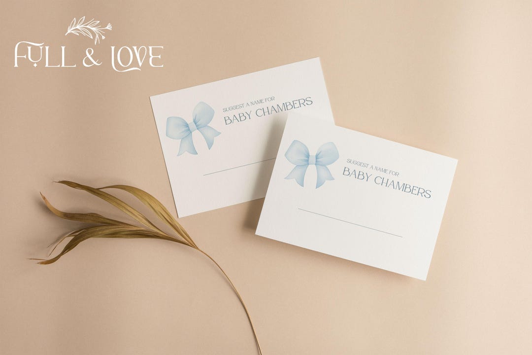 Personalised Suggest a Baby Name Card | Baby Shower Games | Blue Bows ...