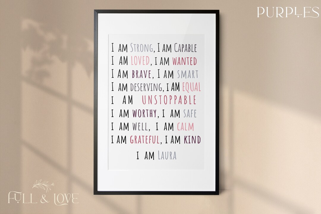 Kids Affirmation Print | Personalised Nursery Decor - Etsy