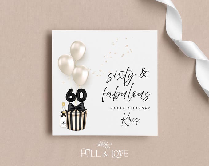 60th Birthday Card for Women, Personalised 60th Card for Her, Mum ...