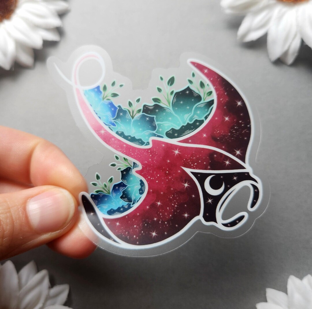 Clear Pink Manta Ray With Teal Flowers 3x3-inch Matte Waterproof ...