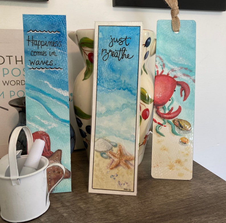Beach Life Bookmark Set / Handmade / Watercolor Art - Etsy