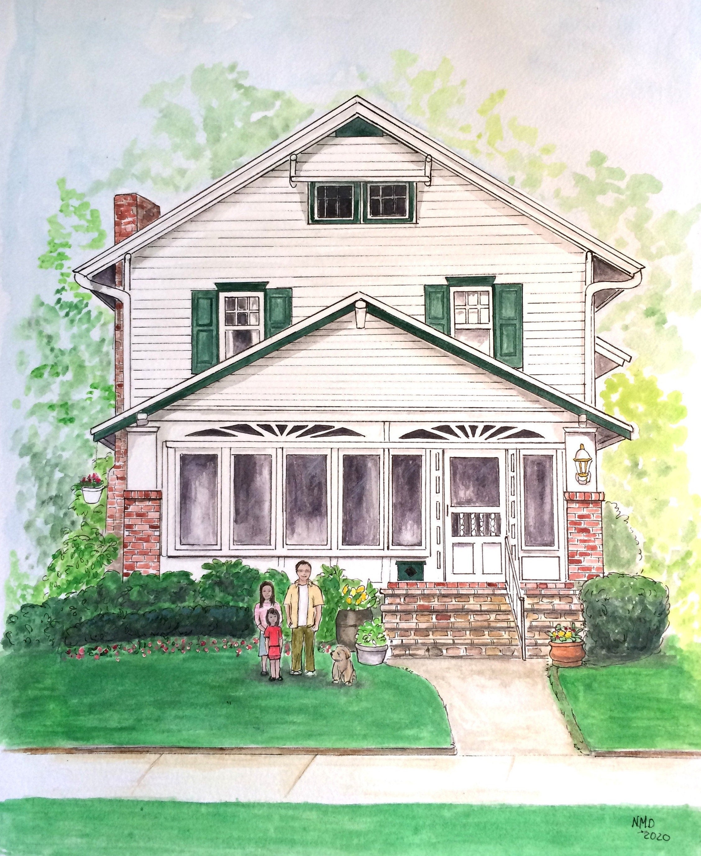 Custom Made Home Portraits Watercolor House Portrait Made to - Etsy