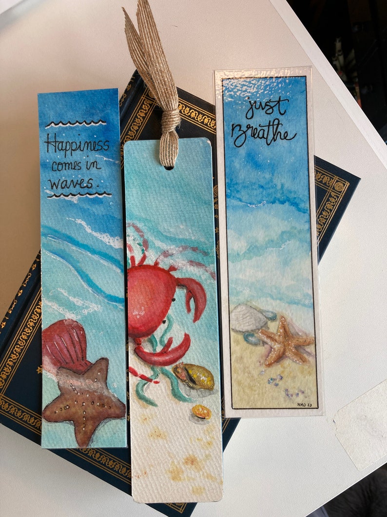 Beach Life Bookmark Set / Handmade / Watercolor Art - Etsy